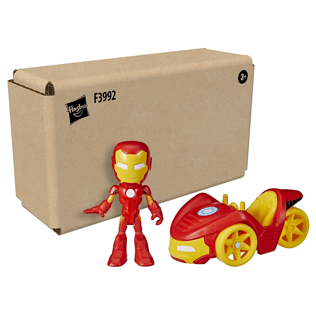 Playskool Heroes Marvel Spidey and His Amazing Friends Iron Man Action Figure and Iron Racer Vehicle, Toy for Kids Ages 3 and Up