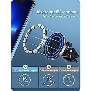 Mag-Safe Air Vent Car Mount Magnetic Car Phone Holder for Car Adjustable Air Vent Phone Car Mount,Car Phone Holder Compatible with iPhone14/13/12 Series & MagSafe case, Samsung Galaxy/Note Series, etc
