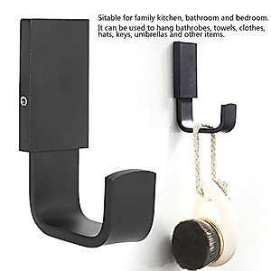 Beufee 2Pcs Bathroom Hook, Matte Black Wall Hook Coat Towel Hooks Wall Mounted Towel Hook Square Robe Coat Clothes Hook for Bath Kitchen