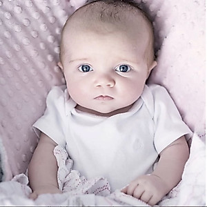 MEG ORIGINAL Minky Dot Baby Girl Blanket Pink & Charcoal Gray, 361