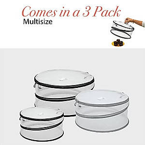 Kitchen Details, Multi Sized Set 3 Pack Pop Up Food Cover Protector Screens | Collapsible | Outdoor Picnic | Outside Party and BBQ Essential | Reusable | Keep Out Bugs, Grey