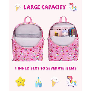 Vorspack Kids Backpack for Girls, Unicorn Backpack with Chest Strap for Preschool Kindergarten Elementary school - Pink