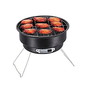 SLATIOM Portable Barbecue Grill Non-Stick Folding Barbecue Grill Mini Round Outdoor Camping Picnic Barbecue Tool