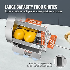 VEVOR Manual Vegetable Fruit Slicer, 0-0.5"/0-12mm Thickness Adjustable Commercial Slicer Machine, Stainless Steel Food Cutter Slicing Machine with 2 Spare Blades, for Potato, Cucumber, Lemon, Tomato