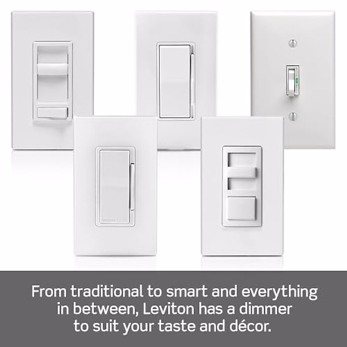 Leviton IllumaTech Dimmer Switch for Dimmable LED, Halogen and Incandescent Bulbs, IPL06-10Z, White with Ivory and Light Almond Faceplates