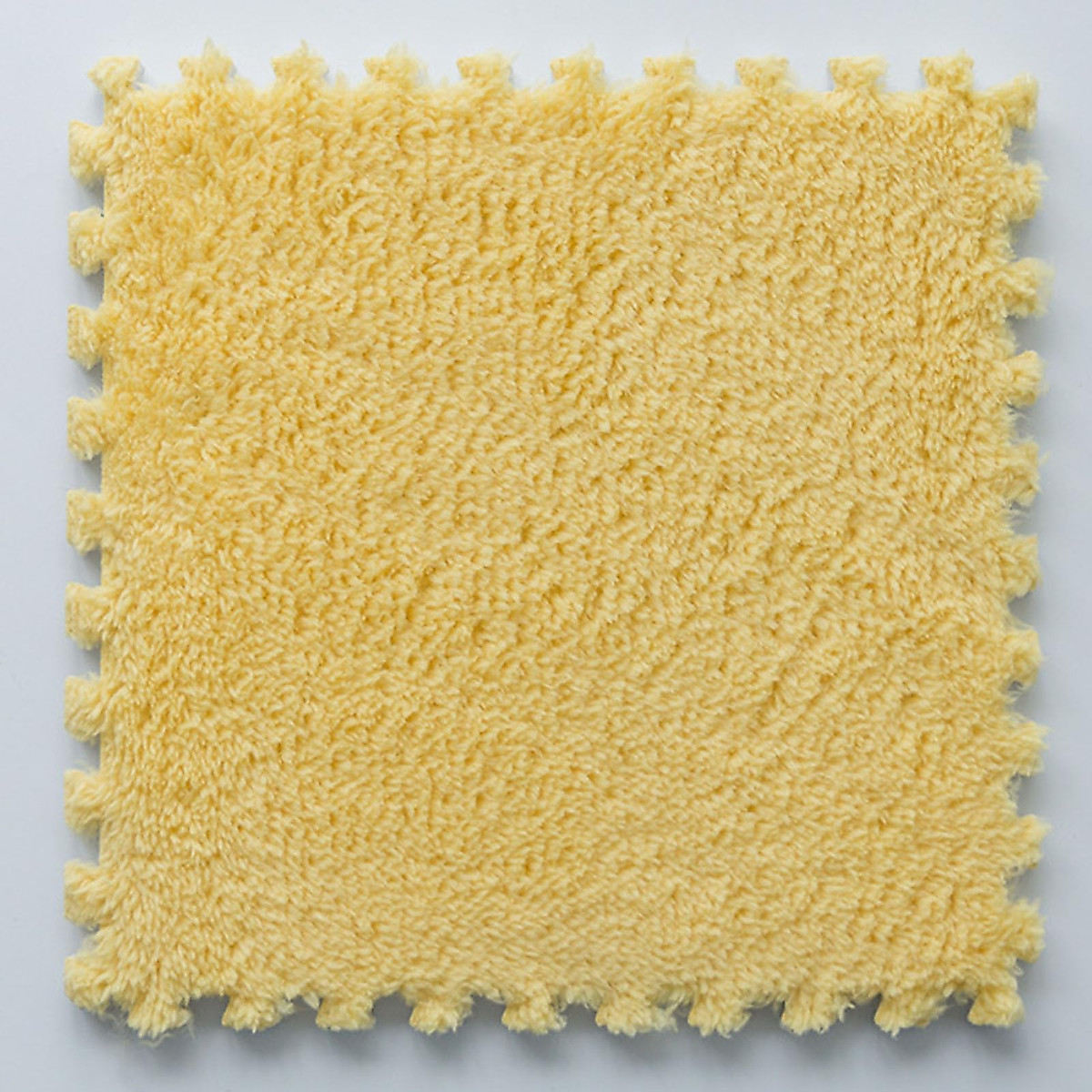 20 Pcs 20 Square Feet Foam Interlocking Plush Carpet Tiles with Border,12x12in Square Play Fluffy Floor Mat Anti-Slip Soft Floor Protection Area Rugs(Color:Yellow)