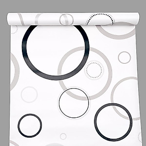 Yifely Black Gray Circles Removable Shelf Drawer Liner Dustproof Furniture Paper 17.7 Inches by 9.8 Feet