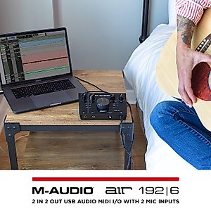 M-Audio AIR 192x6 USB C MIDI Audio Interface for Recording, Podcasting, Streaming, Studio Quality Sound, 2 XLR in and Music Production Software (Renewed)