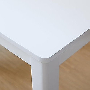 Livinia 4 Piece Cabin Wooden Dining Room Table Set with 2 Ladder Back Chairs and Bench (White)