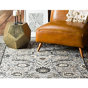 Unique Loom Espahan Collection Area Rug - Cape Cod (8'x 10' Rectangle, Dark Gray/ Black)