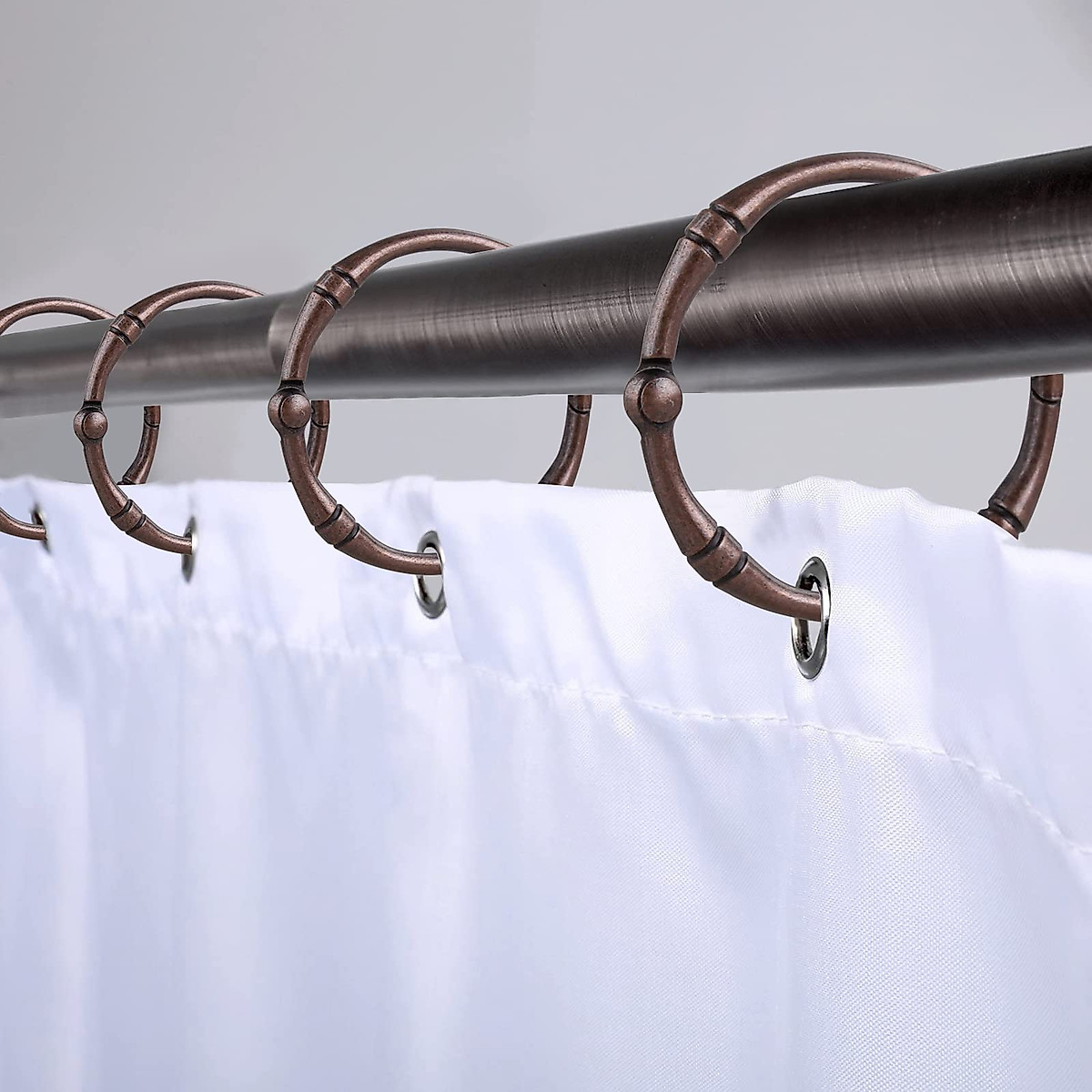 TCMAO Shower Curtain Hooks, Rustproof Decorative Shower Curtain Rings Metal Round Shower Hooks for Bathroom Shower Rod, 12 Pack (Oil Rubbed Bronze)