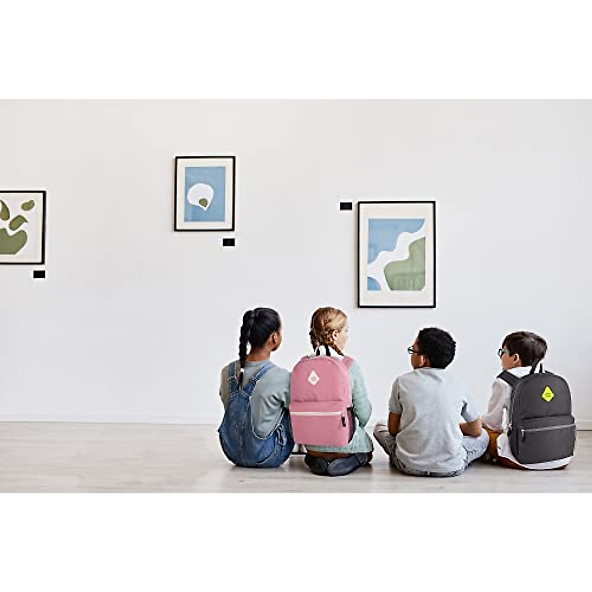 19 Inch School Backpacks with Mesh Side Pockets – Basic Large Solid Color Backpacks for Kids, Men, Women, Travel (Black/Yellow)