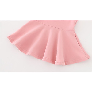 Csbks Toddler Baby Girls Long Sleeve Cotton Dress Solid Ruffle Tops 2T Pink