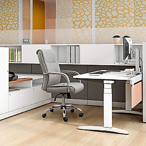 Furmax High Back Office Executive Chair Conference Leather Desk with Padded Armrests, Adjustable Ergonomic Swivel Task Chair with Lumbar Support (Grey)