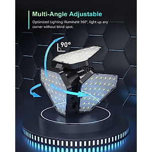 Garage Light 120W - 12000LM 6000K LED Garage Light with 3 Deformable Panels, Screw in Garage Lights Ceiling Led, E26/E27 Garage Lighting Bulb for Garage, Attic, Basement, Barn, Workshop - 1 Pack