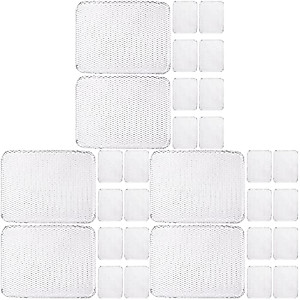 Hemoton Gas Grills 30 Pcs Aluminum BBQ Mesh Grill Mat Disposable Grill Topper Broiler Pans Non Stick Baking Tools Outdoor BBQ Accessories for Baking Cooking Grilling Gas Grill