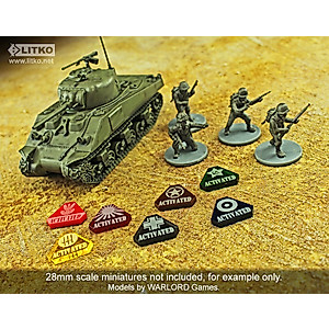 LITKO World War Two Miniature Wargames National Faction Activated Token Game Pieces Compatible with Bolt Action (Brown (United States))