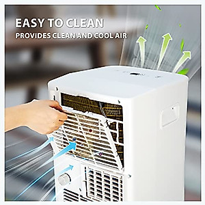 Euhomy Portable Air Conditioner 8000 BTU, Cools up to 300 Sq. Ft, 3-in-1 Portable AC Unit with remote, 24H Timer, Floor Air Conditioner with Installation Kit for Bedroom/Room, White.