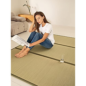 MustMat Tatami Mat Rush Grass Tatami Mattress Japanese Traditional Foldable (Full_xl-55"x82")