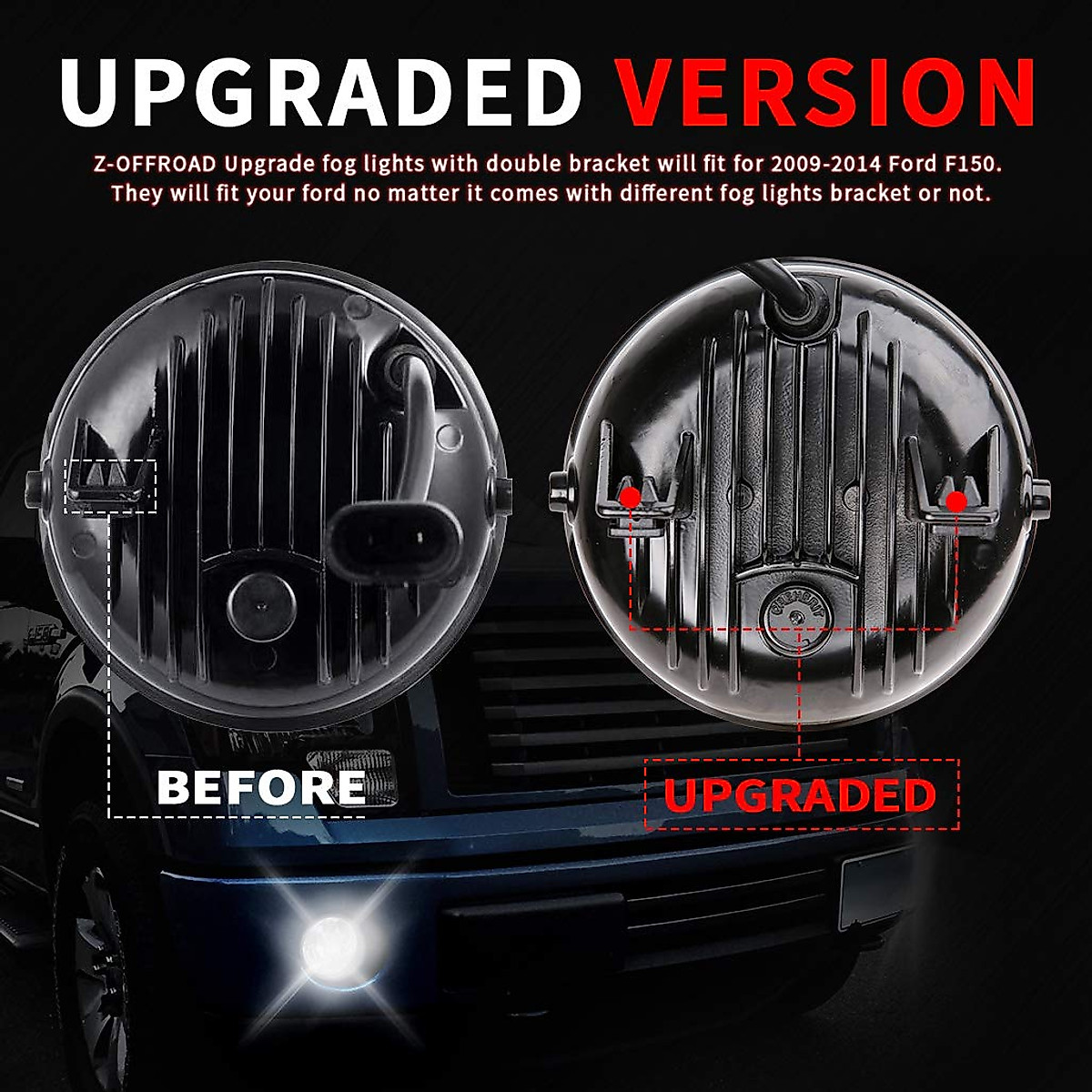 Z-OFFROAD DOT Approved LED Fog Lights for 2006-2014 Ford F150 2006 2007 2008 2009 2010 2011 2012 2013 2014 F150, Bumper Driving Lamp Set Assembly Kit - Black