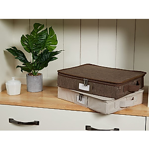 Covermates Keepsakes Flatware Storage Box – Stackable, Reinforced Handles, China Storage-Brown Heather