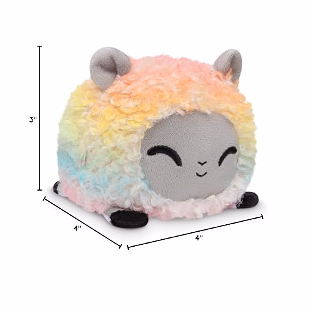 TeeTurtle - The Original Reversible Sheep Plushie - Pride - Gray + White Rainbow - Cute Sensory Fidget Stuffed Animals That Show Your Mood!