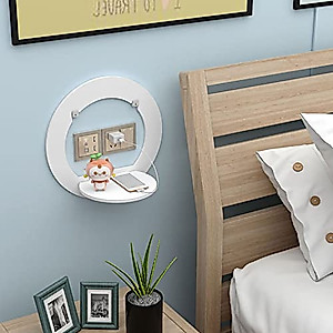 jcwfuno Home Wall-Mounted White Floating Shelf 2 Pieces,Suitable for Bedroom, Living Room, Office, Wall Shelf can Put Plants, Mobile Phones, Remote Control and Other Things,Decoration(Round Shape)