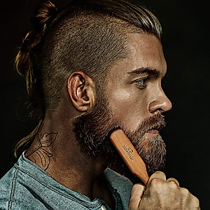 ZilberHaar Beard Brush Regular + Pocket Beard and Mustache Brush with Stiff Boar Bristles