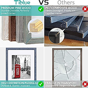 11x14 Rustic Blue Picture Frame Wooden Frame with 2 Mats for 8x10 or 9X12 Picture, 8x10 Picture Frame 9x12 Matted Picture Frame or 11x14 without Mat - Rustic Picture Frame 11x14 Wall Tabletop Display