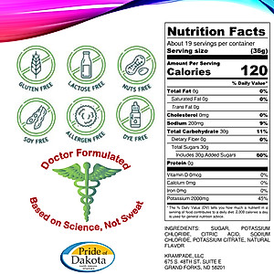 Krampade Electrolytes Powder Potassium Supplement - 2000 mg K+, >2X More Than Coconut Water | Cramp Relief and Prevention | Hydration Powder