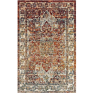Unique Loom Isabella Collection Area Rug - Adjani (5' 1" x 8' Rectangle, Multi/ Beige)