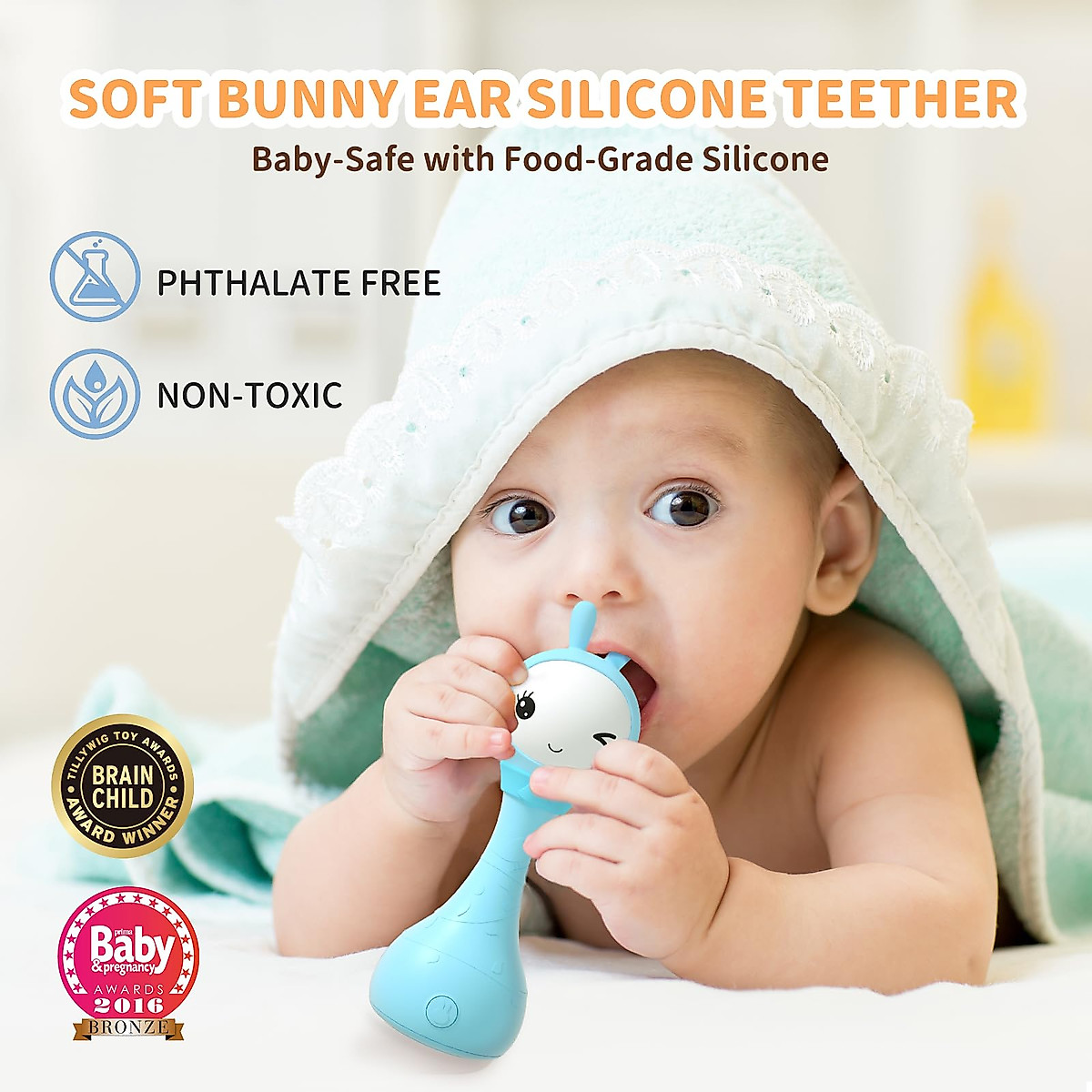 alilo Yoyo Talking Bunny Baby Singing Musical Rattle, Mimicking Toys Repeats What You Say, Preloaded 90+ Quality Audio Content, ABC/Number/Notes Learning Toys for Toddlers, Infant Newborn Baby Gifts