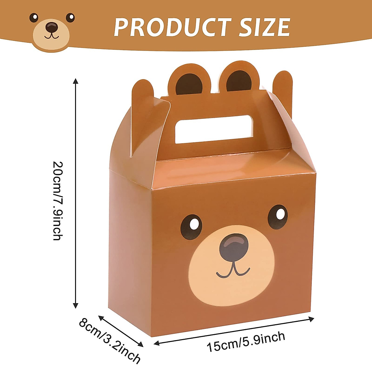 12Pcs Bear Treat Boxes Party Supplies Bear Baby Shower Theme Party Favor Goody Gift Boxes For Kids Boy Girl Brown Bear Theme Birthday Baby Shower Party Decorations Treat Candy Boxes 5.9x3.2x7.9inch