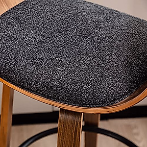 glitzhome Bar Stools Set of 2, 28’’ Swivel Barstools with Curved Back, Bar Height Stools Bar Chairs with Backrest, Footrest, Solid Bentwood Frame, Black