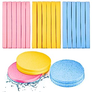 120 Pieces Compressed Facial Sponge for Estheticians Face Cleansing Sponge Makeup Removal Sponge Pad Exfoliating Spa Wash Round Face Sponge (Pink, Yellow, Blue)
