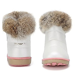 CIOR Toddler Snow Boots for Girls Boys Winter Warm Kids Button Boots Outdoor Shoes TXA-88-White-26