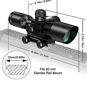 CVLIFE 2.5-10x40e Red & Green Illuminated Scope with 20mm Mount
