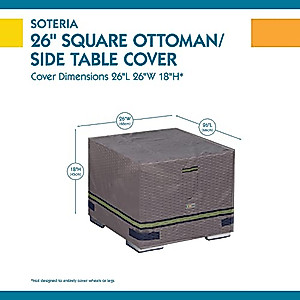 Duck Covers Classic Accessories Soteria Waterproof 26 Inch Square Patio Ottoman/Side Table Cover