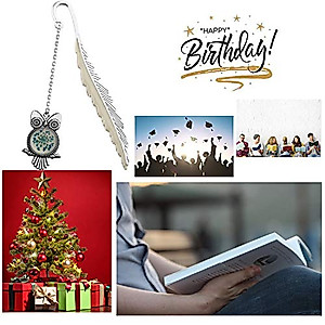 Gzrlyf Owl Bookmark Glow in The Dark Bookmark Luminous Book Markers Metal Book Lover Gifts (Luminous Bookmark)