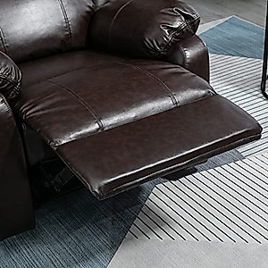 HOMCOM PU Leather Manual Recliner with Thick Padded Upholstered Cushion and Retractable Footrest, Brown