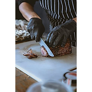 LavaLock Heavy Duty Thick 5.5 Mil Black Disposable Nitrile BBQ Gloves with 2 cotton liners for outdoor cooking grilling smokers and barbecue competition, chef or kitchen use (40, Extra-Large)