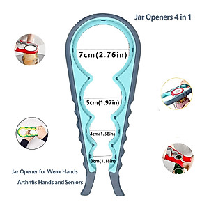 Hennyuu Jar Opener, Jar Openers 4 in 1, Jar Gripper, Jar Lid Opener, Jar Opener for Weak Hands, Arthritis Hands and Seniors (Red+Blue)