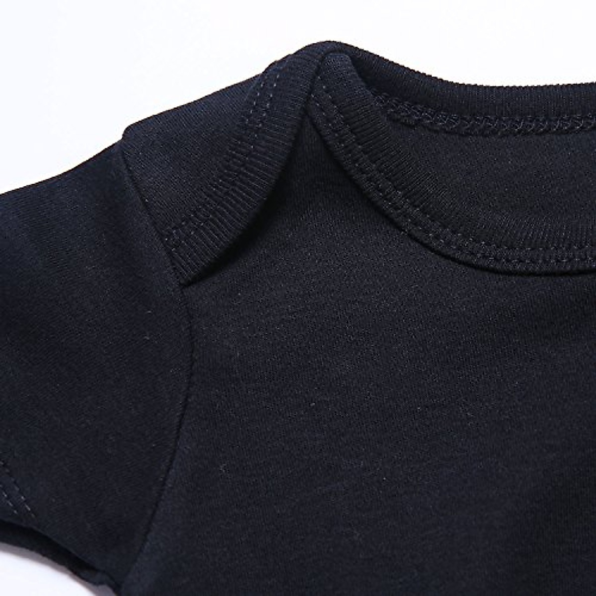 ROMPERINBOX Unisex Solid Black Baby Bodysuit 0-24 Months Multi-packs Interlock 195 Gsm (0-3M, Black 5 Pack)