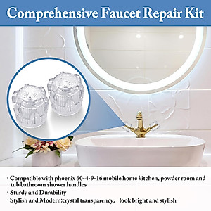 LIBERAQUAR Shower Knob Replacement, Compatible with Phoenix Mobile Home Sink Tub Shower, Acrylic Bathtub Knobs Parts, Clear Faucet Handles with 17pt Spline Point Broach Center Hole(1 Pair)