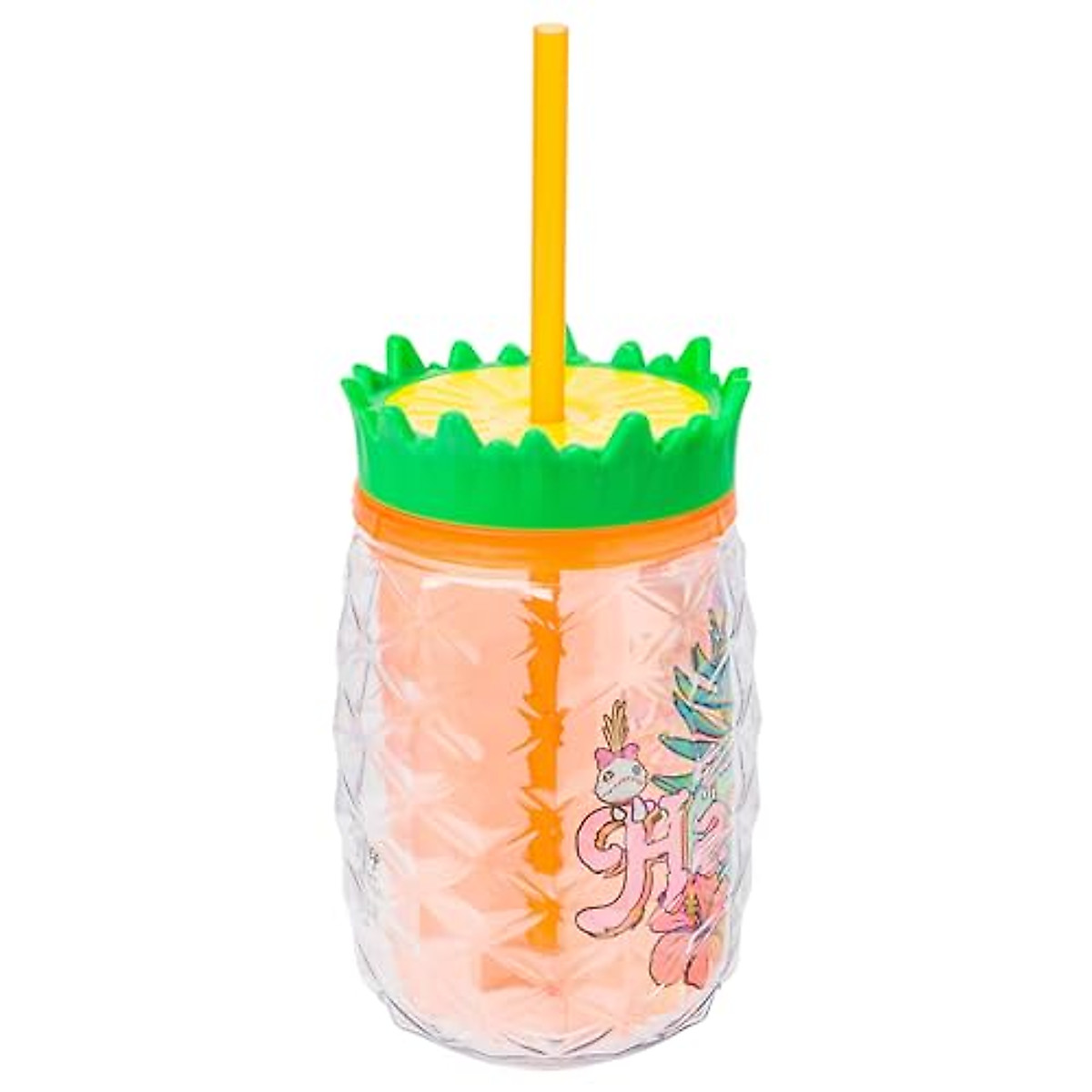 Silver Buffalo Disney Lilo and Stitch Greetings From Hawaii Featuring Scrump Pineapple Shaped Double Wall Tumbler, 16 Ounces