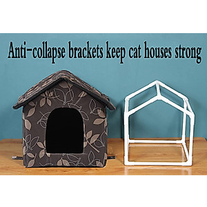 Cat House Outdoor Cat House Outdoor Houses for Feral Cats Dogs Cat Houses for Outdoor Cats Dog Cat Outdoor Indoor Waterproof House (Medium, Brown Support Rod)