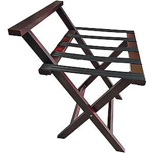 Guest Room Luggage Rack, Folding Suitcase Stand Luggage Rack, Collapsible with Backrest Luggage Rack Solid Wood Portable A Shelf for Clothes, for Bedroom Hotel (Color : Red, Size : 60x43.3x71cm)