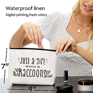 Raccoon Makeup Bag Raccoon Gifts for Women Raccoon Lovers Cute Raccoon Stuff Merch Animal Lover Breeder Funny Birthday Christmas Gift for Girls Sister Bestie Niece BFF Just A Girl Who Loves Raccoon