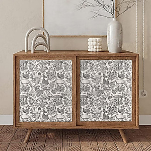 BEETAL Black and White Boho Mushroom Snail Peel and Stick Wallpaper Modern Esay Peel Off Contact Paper Vintage Self Adhesive Removable Stick on Wall Paper for Kitchen Cabinet Furniture Renter Friendly