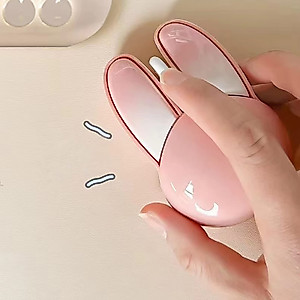 Lomiluskr Cute Bunny Wireless Mouse, Lightweight Soundless Mouse, 2.4G Wireless Mice, Candy Colors, Kawaii Rabbit Mouse for Girls and Kids (Pink Bunny)